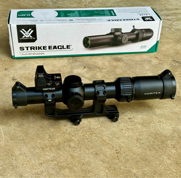 Vortex Strike Eagle 1-6x LPVO, with Mount and Piggyback RMR style red ...